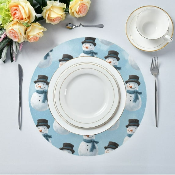 15.4" Round Placemat Set of 1 Polyester Fabric Place Mats Non-Slip ...
