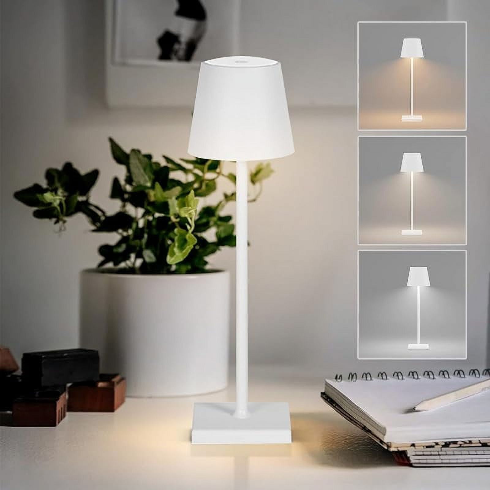 15.4 ''led cordless table lamp 3-color Dimmable white desk lights ...
