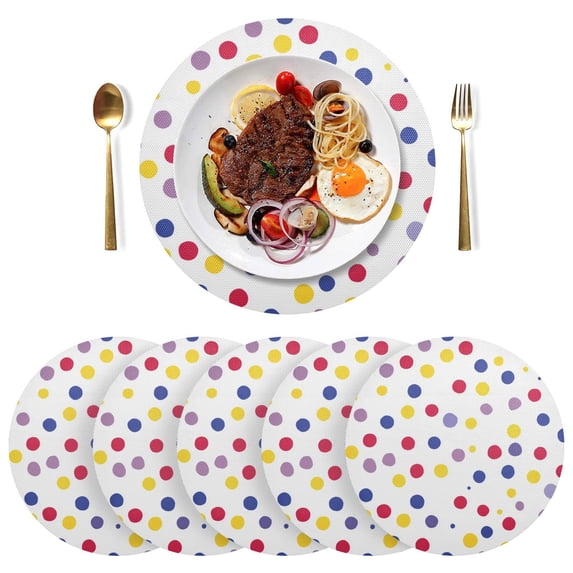 15.4Inch Round Placemats Set of 6 Heat Resistant and Cuttable Woven ...