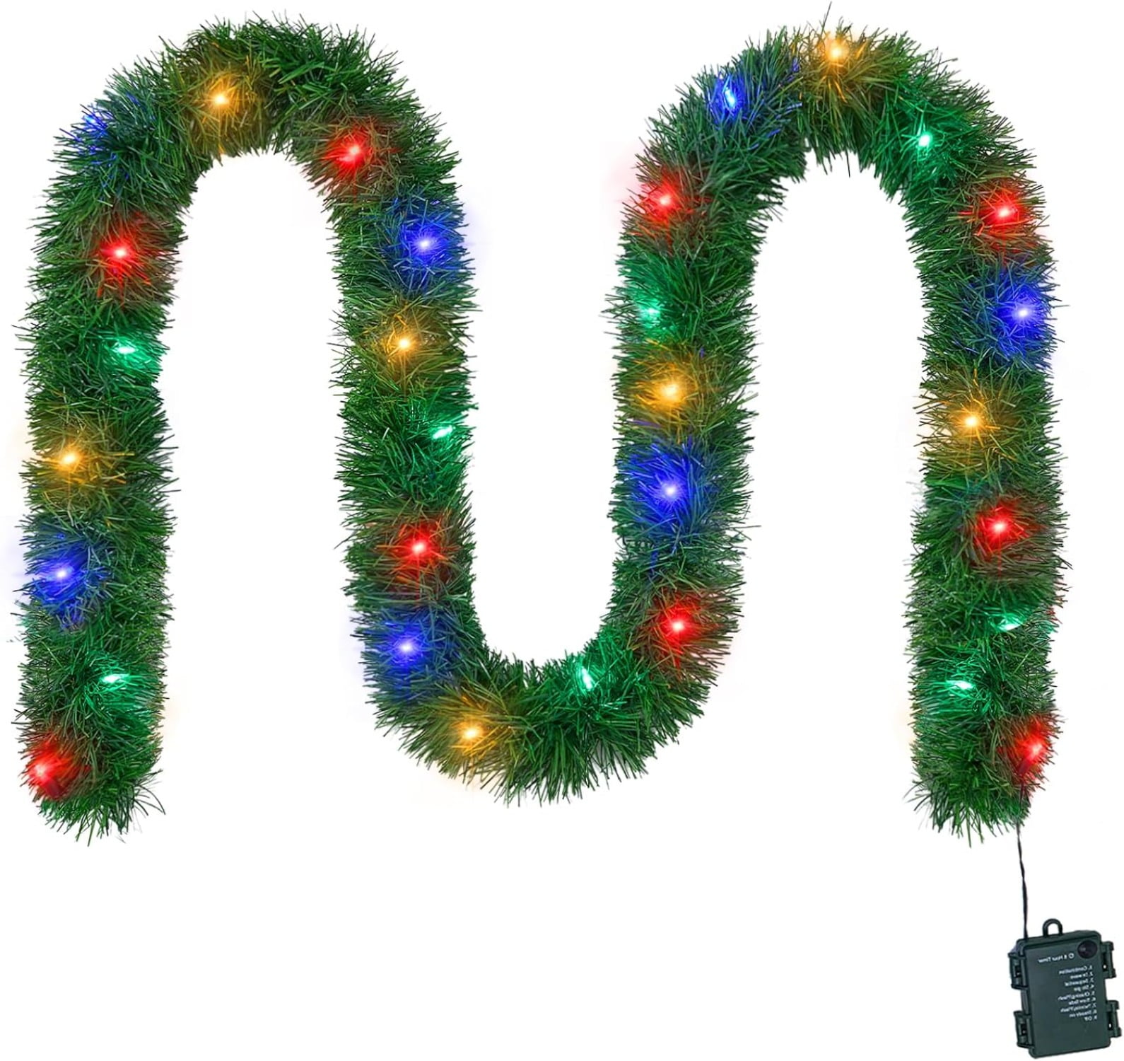 15.4ft Pre-Lit Christmas Garland with Lights – 50 LED Lighted Garlands ...
