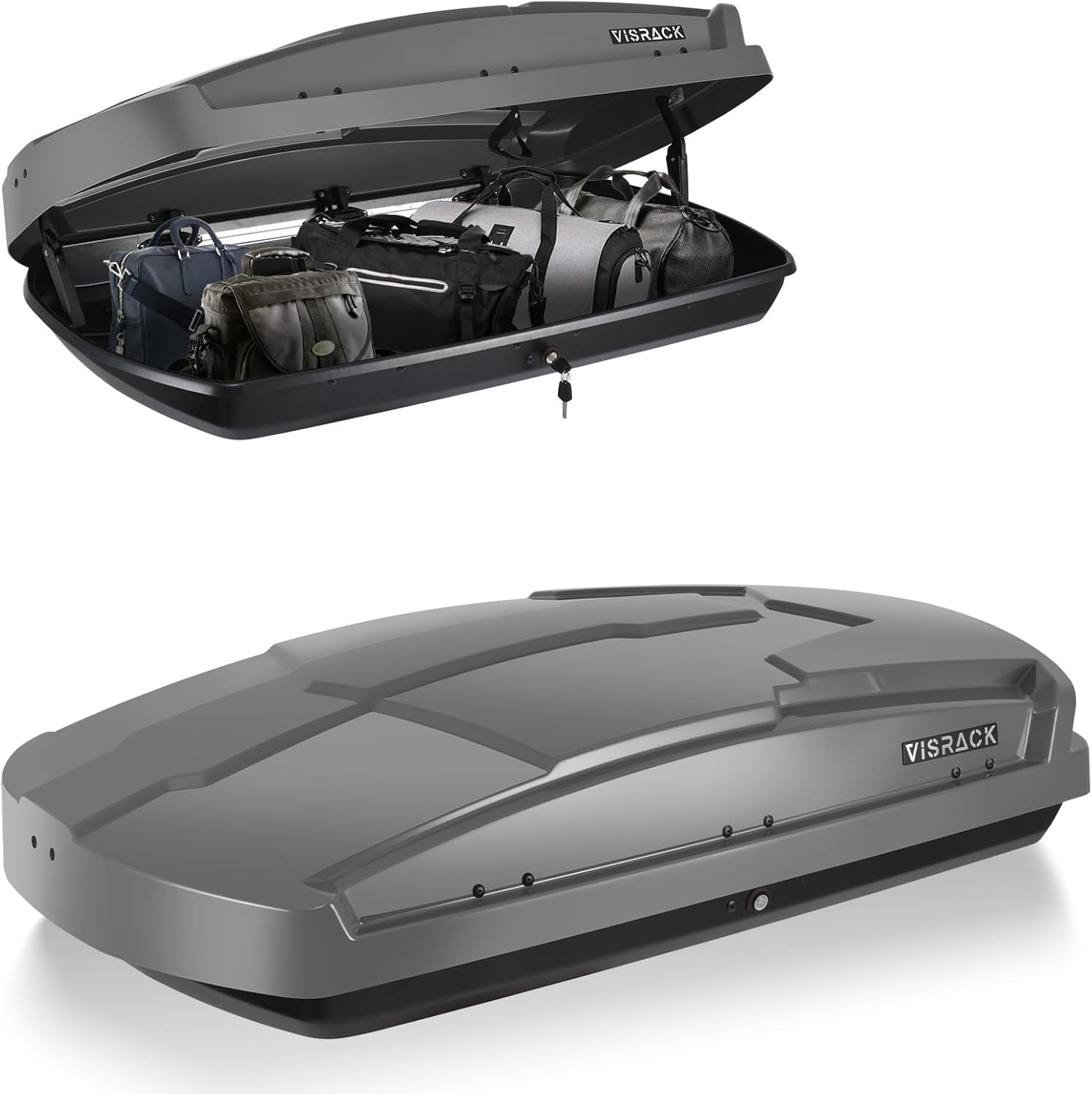 15.5 Cubic Feet Rooftop Cargo Carrier Box, Heavy Duty Hard Shell Roof ...