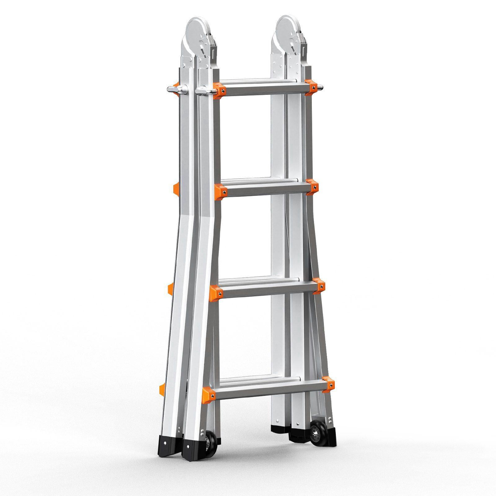 15.5 FT Aluminum Telescoping A Frame Ladder 330lb Load Portable ...