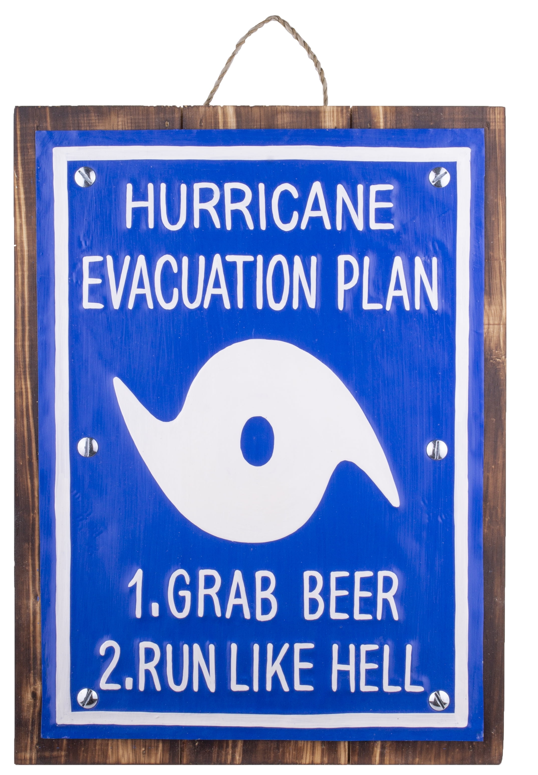 15.5 Inch Funny Wood and Metal Hurricane Evacuation Plan Wall Sign ...