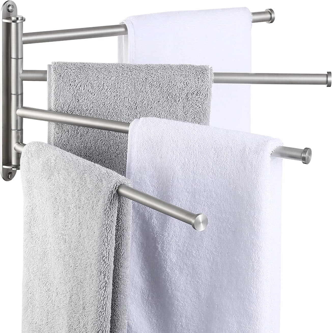 15.5-Inch Swivel Bathroom Towel Rack with 4-Arm Swing Out Bar, Wall ...