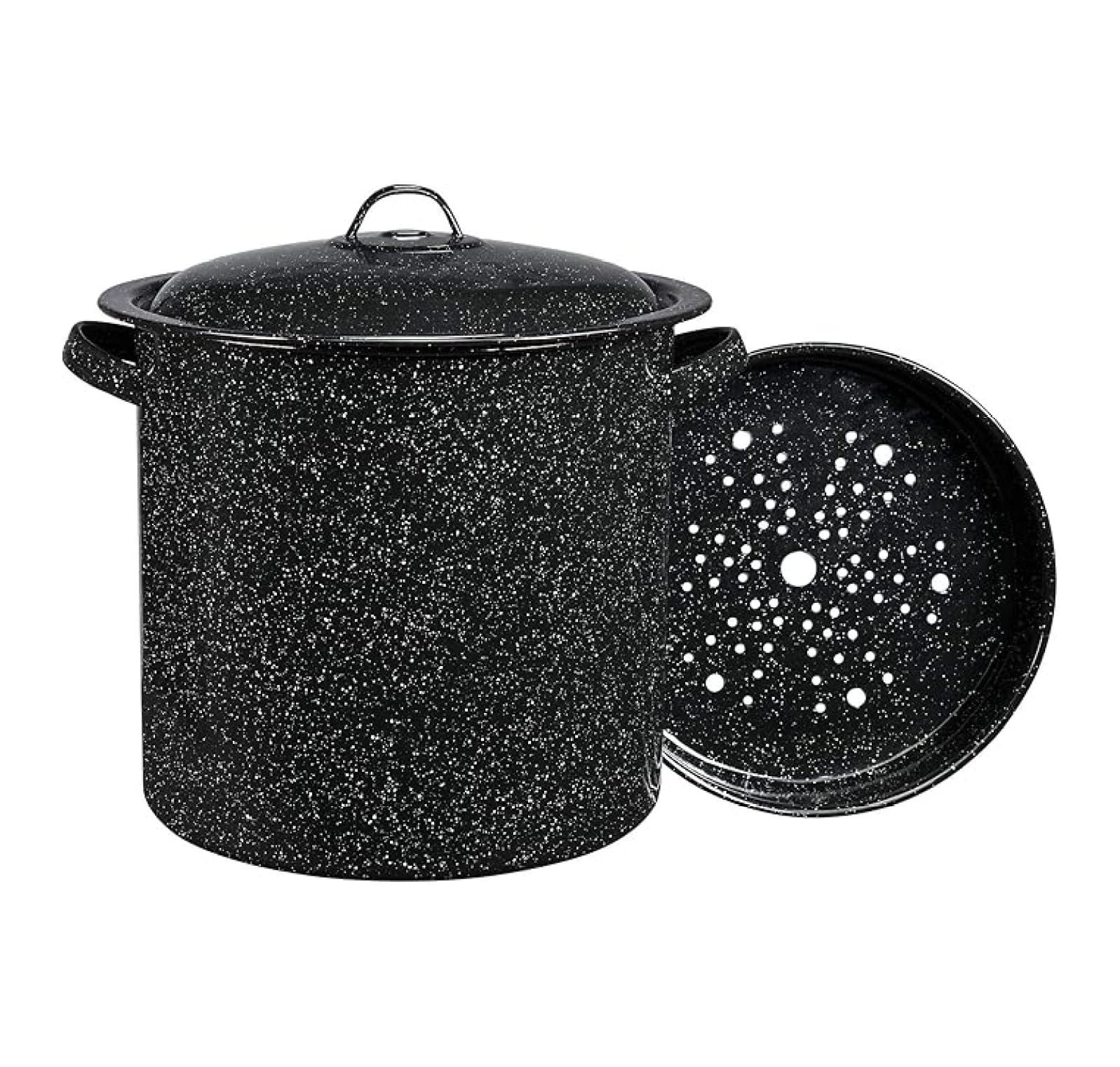 15.5 Qt Steamer Pot With Rack, Black - Multi-Tier Pot for Cooking ...