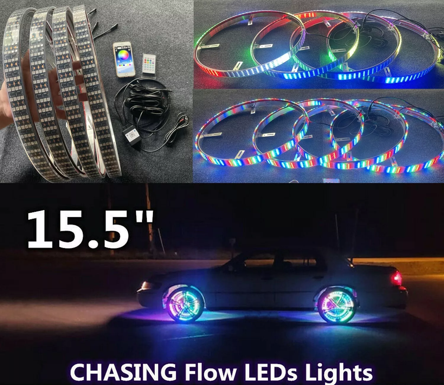 Tzvmnylighting Factory - 15.5" Quad Row 4Rolls Brightest RGB Dream ...