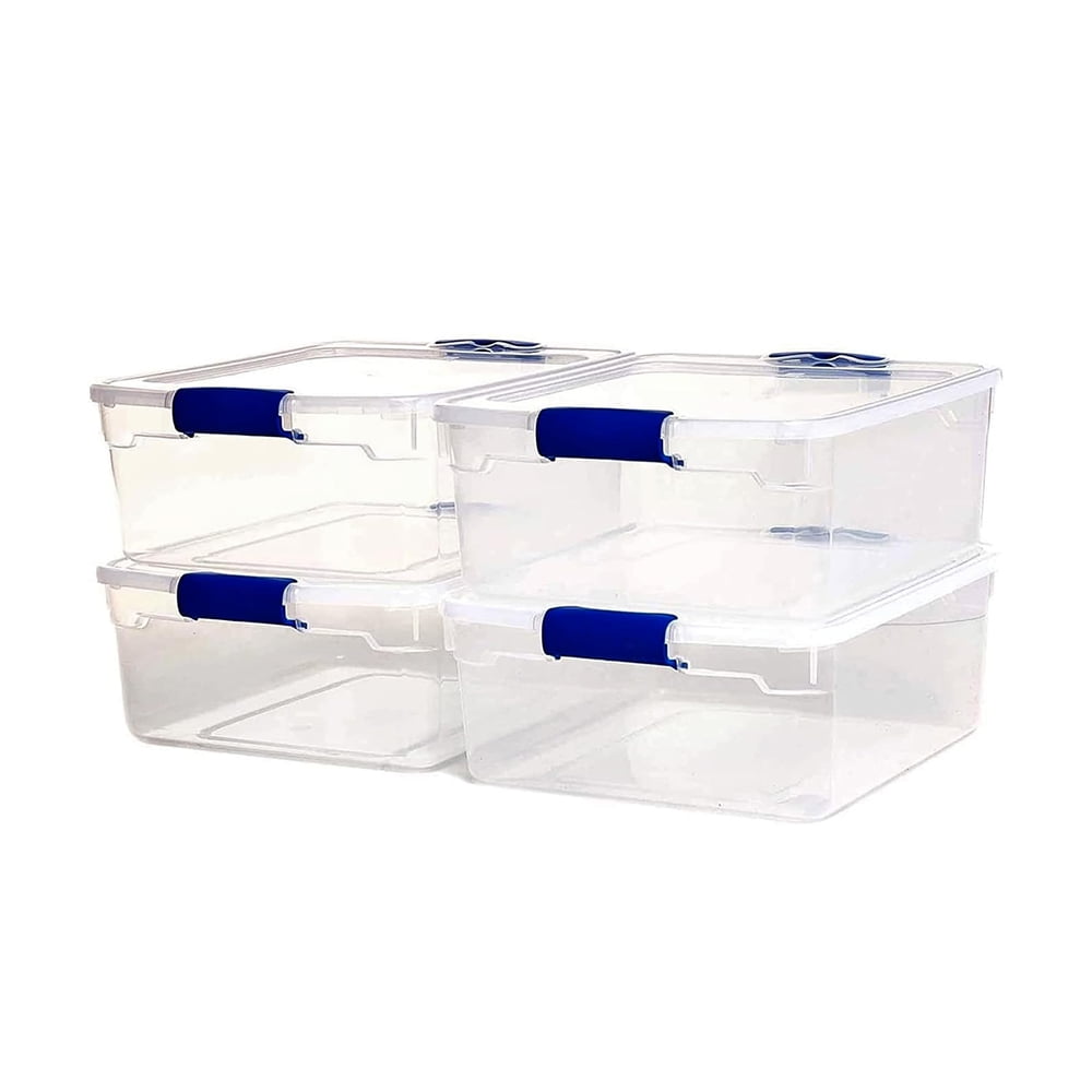 15.5-Quart Clear Plastic Stackable Storage Bin with Lid Container Box ...
