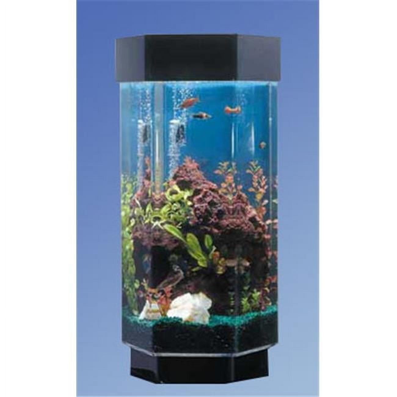 AquaScape 15.5 in. Hexagon Tabletop Aquarium with Underwater Scenery ...