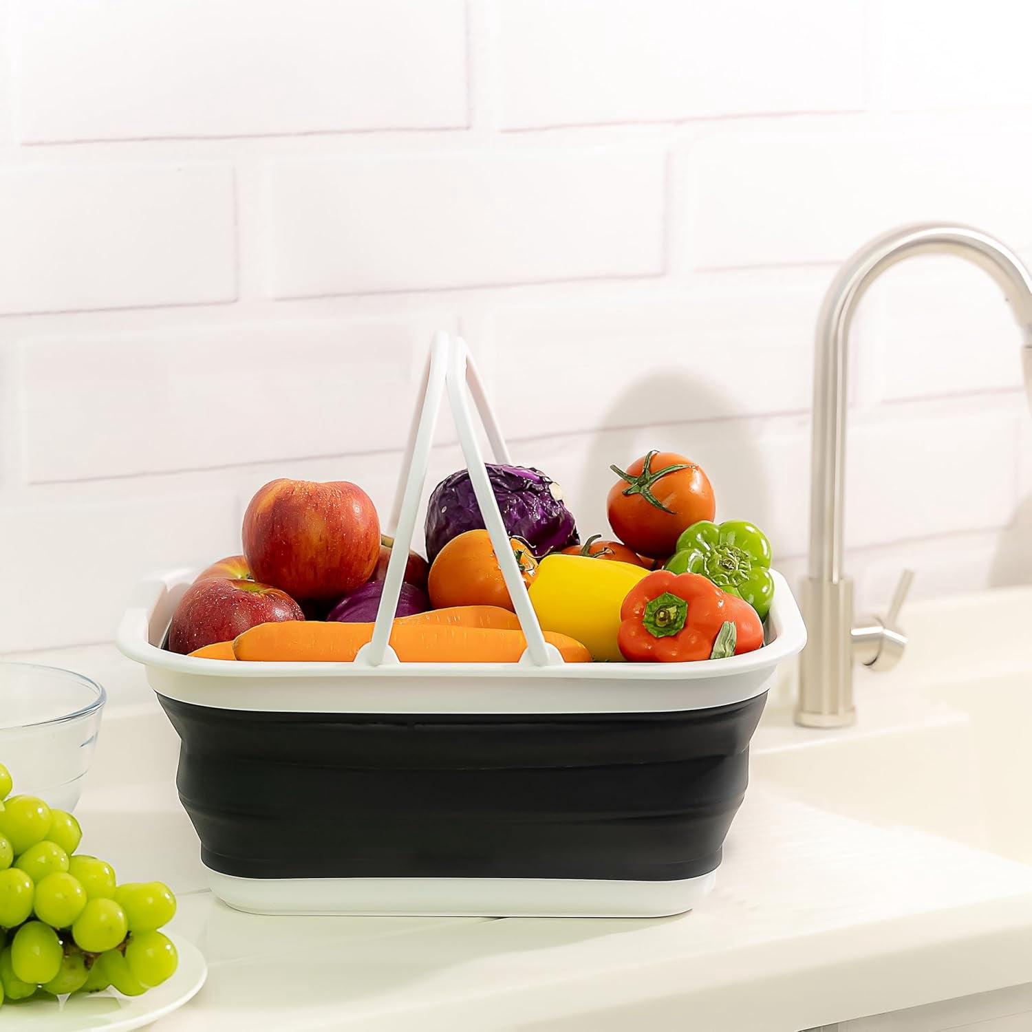 15.5L (4.1 Gal) Collapsible Tub w/Handle, Portable Folding Picnic ...