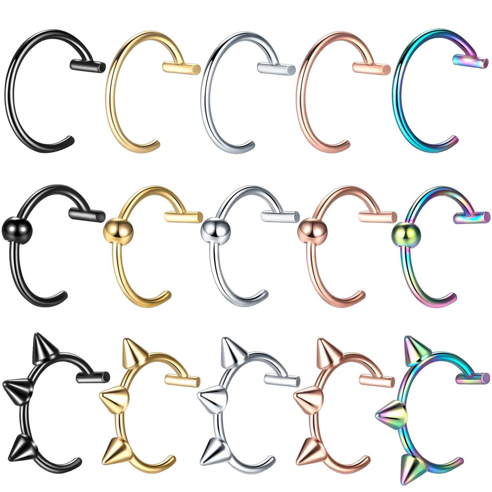 15/5Pcs Lip Nose Rings Neutral Punk Lip-shaped Ear Nose Clip Fake ...