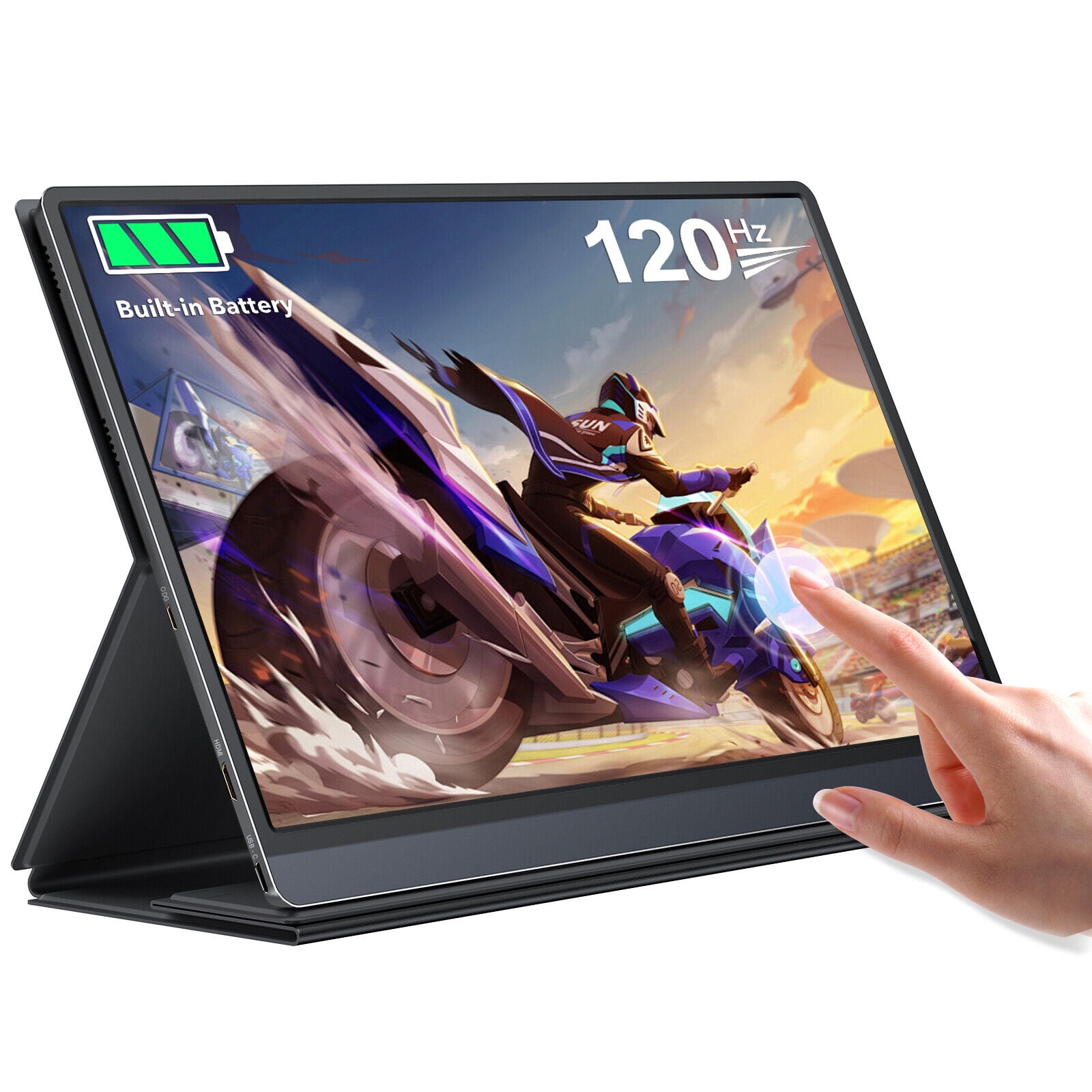 15.6" Battery Portable Touchscreen Monitor 120Hz 1080P Gaming Display ...