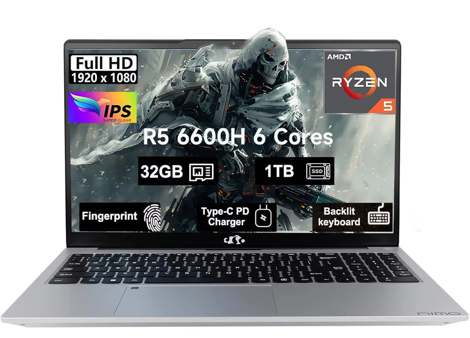 15.6" Business-gaming-Laptop 6-Cores AMD Ryzen 5 6600H 660M 6nm GPU 32GB DDR5 1TB SSD(up to 4 ...
