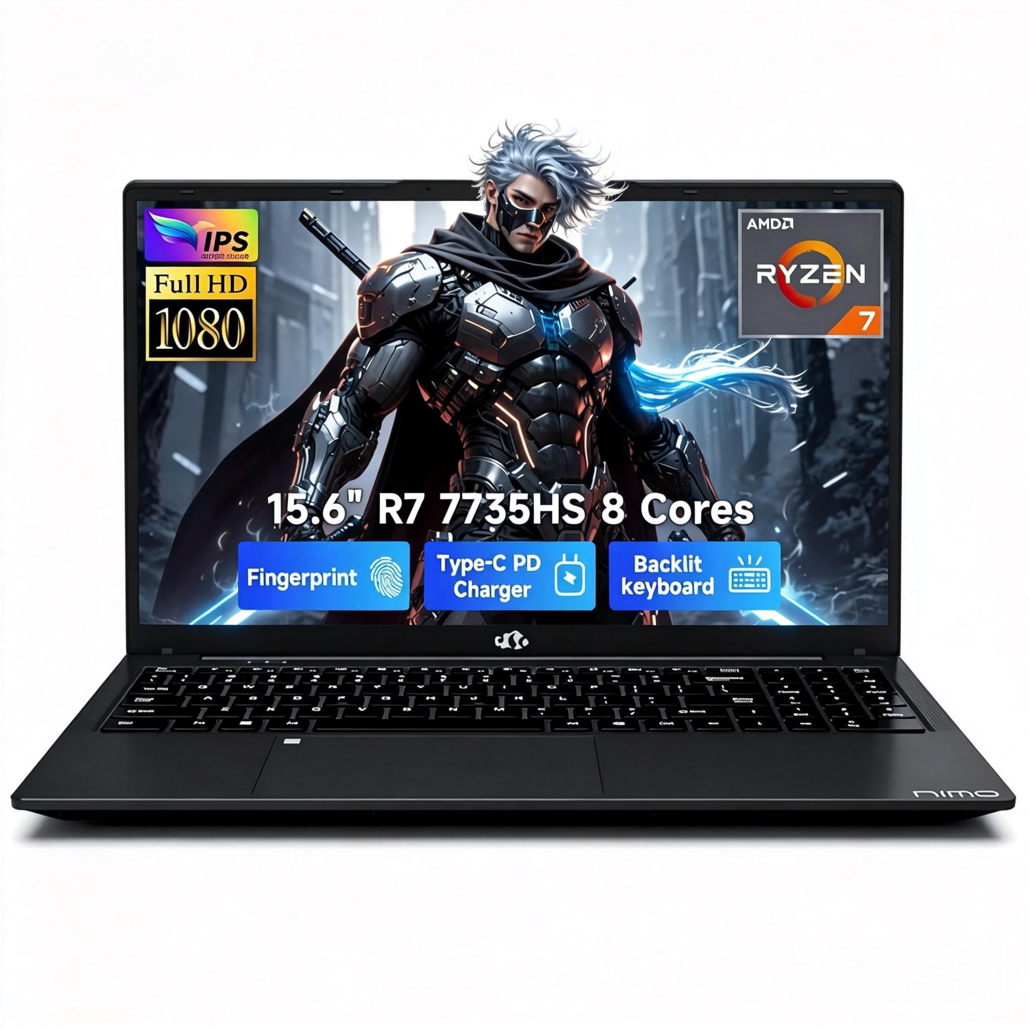 15.6" FHD Gaming Laptop 32GB DDR5 RAM 1TB NVMe SSD AMD Ryzen 7 7735HS ...