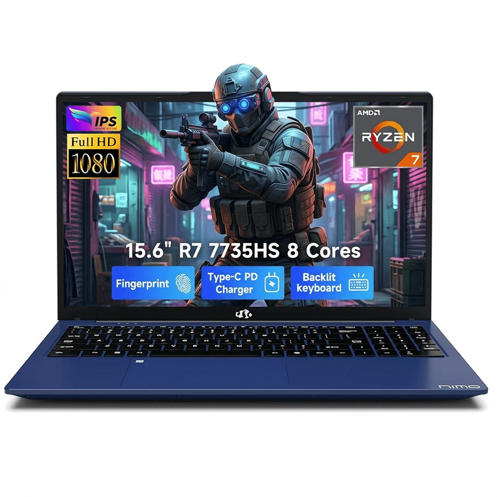 15.6" FHD Gaming Laptop 32GB DDR5 RAM 2TB NVMe SSD AMD Ryzen 7 7735HS ...
