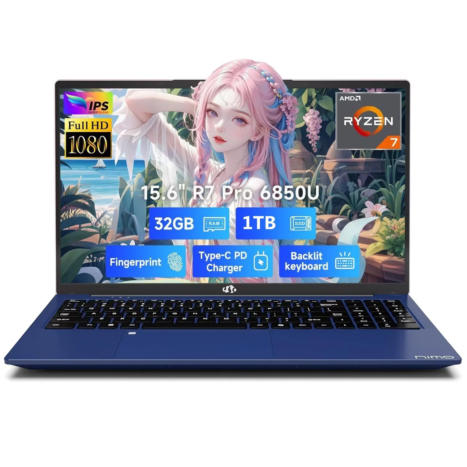 15.6" FHD Gaming Laptop, 8 Cores AMD Ryzen 7 Pro 6850U (Beat i7-1360P ...
