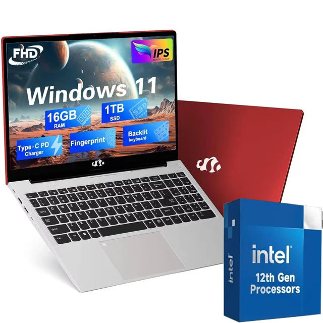 15.6" FHD High-performance laptop Windows 11 Conference camera Backlit ...