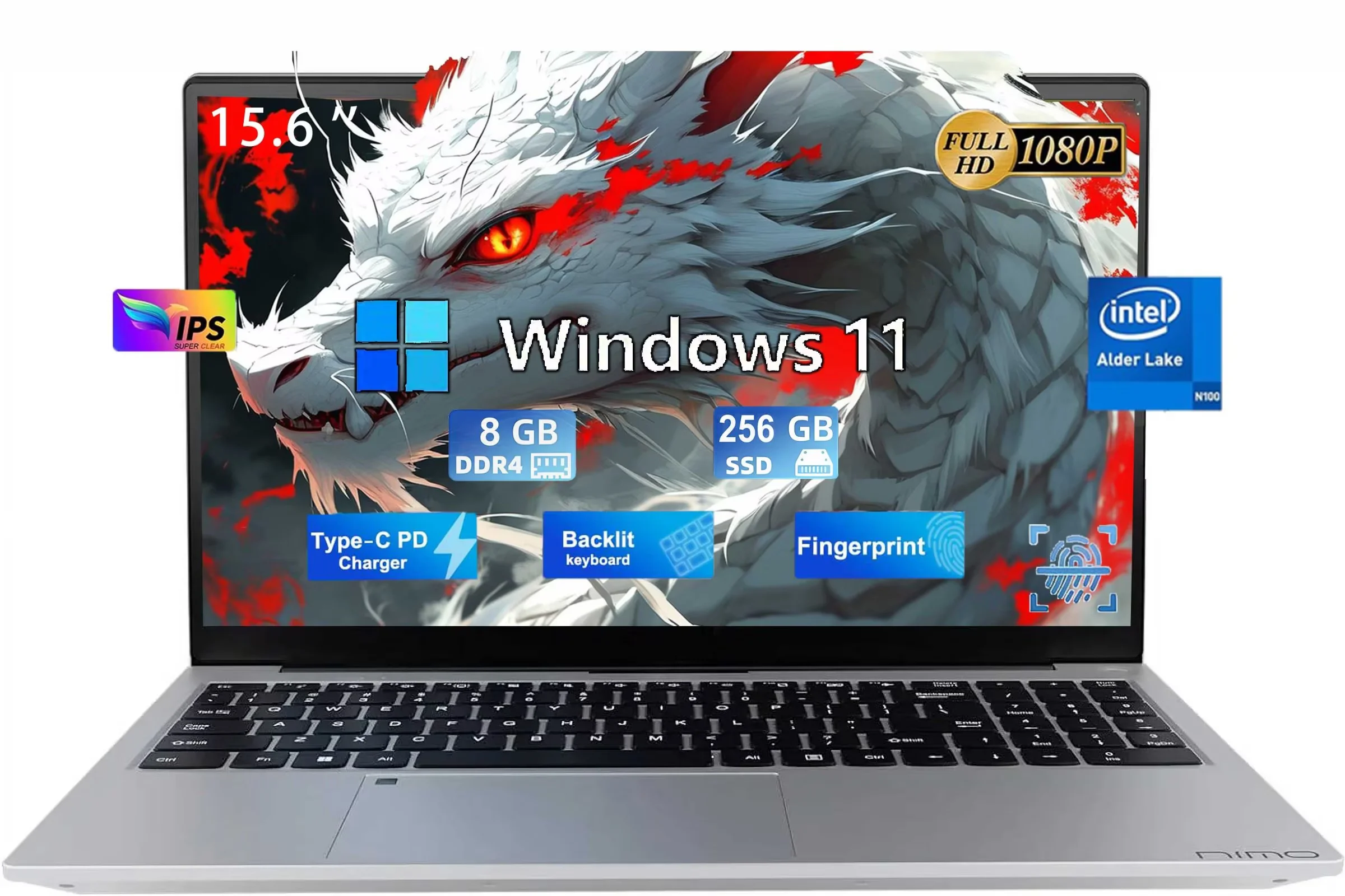 15.6" Business Laptop Computer Quad-Core Intel Celeron N100 Processors ...