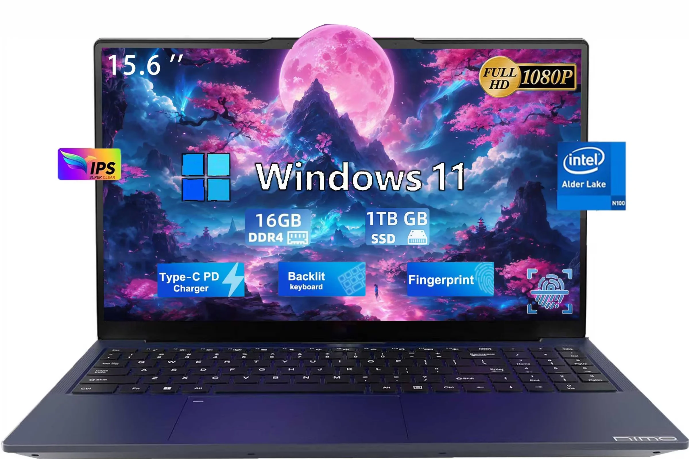 15.6" Business Laptop Computer Quad-Core Intel Celeron N100 Processors ...