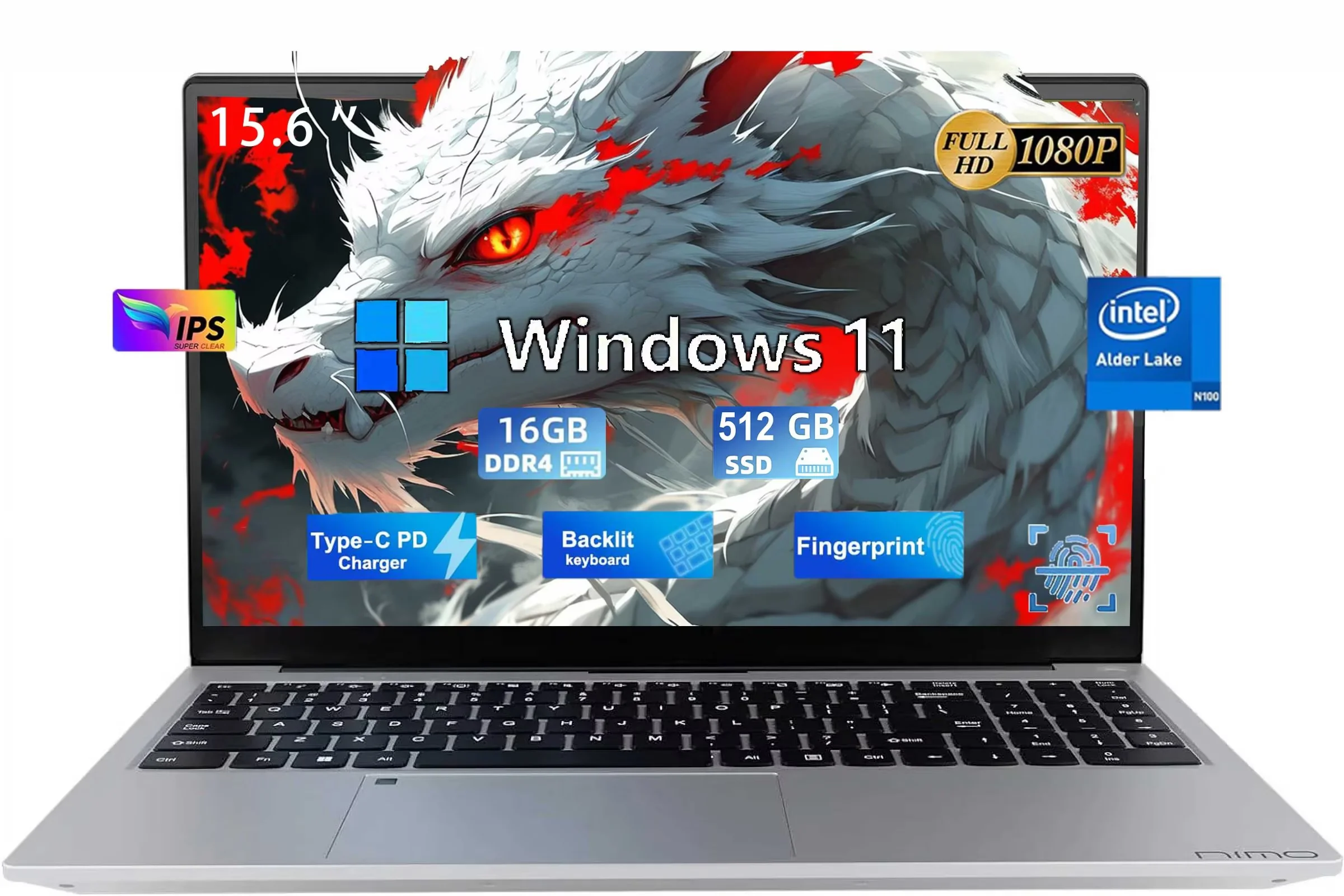 15.6" Business Laptop Computer Quad-Core Intel Celeron N100 Processors ...