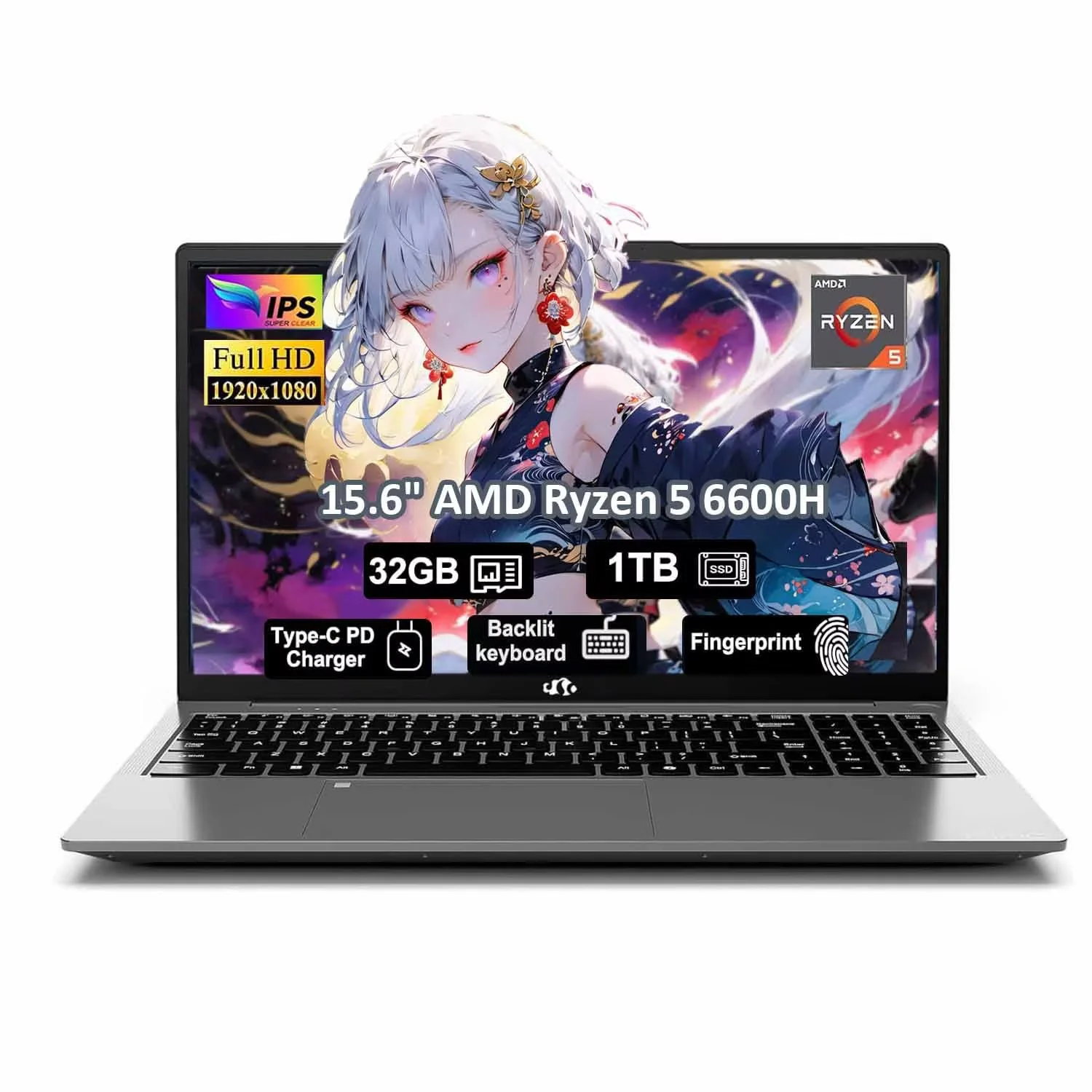 15.6" Gaming Laptop,IPS FHD Laptop AMD Ryzen 5 6600H 6-Cores 660M GPU ...