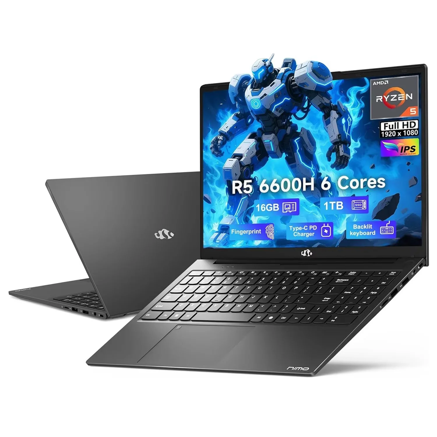 15.6" IPS FHD Gaming/Business Laptop, 16GB DDR5 RAM 1TB SSD 6 Cores AMD ...
