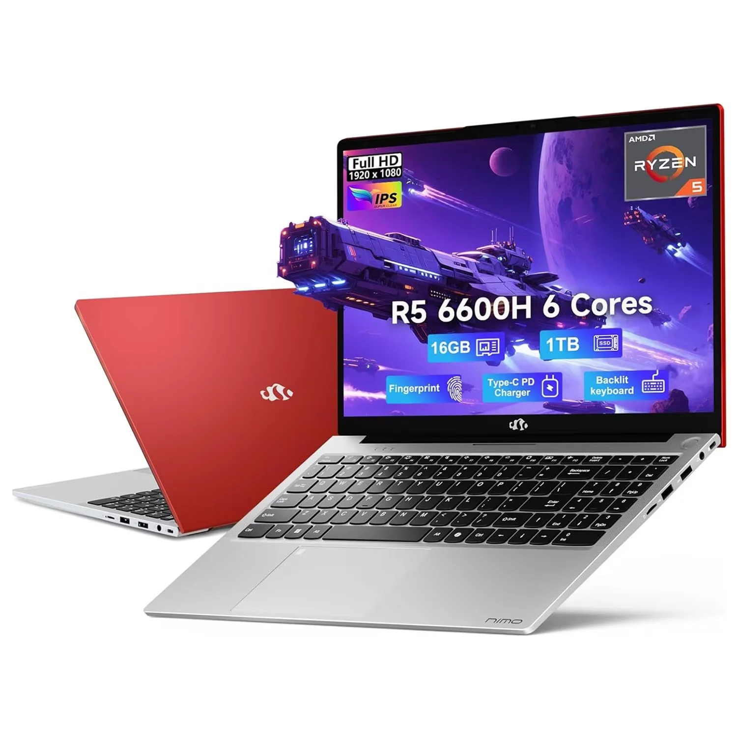 15.6" IPS FHD Gaming/Business Laptop, 16GB DDR5 RAM 1TB SSD 6 Cores AMD ...