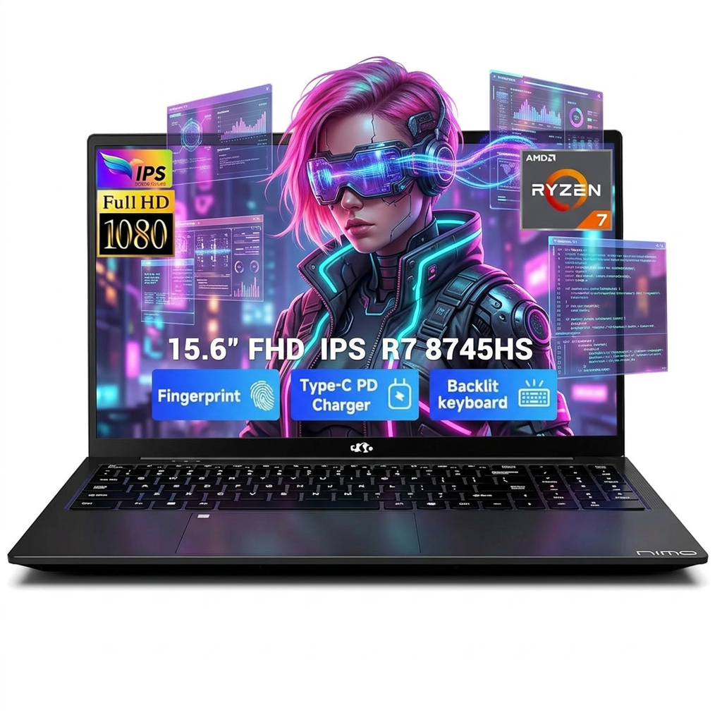 15.6" IPS FHD Gaming Laptop 16GB DDR5 RAM 1TB SSD AMD Ryzen 7 8745HS (8 ...