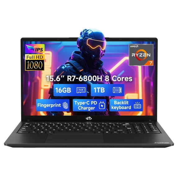 15.6" IPS FHD-Gaming-Laptop, 8 Cores AMD Ryzen 7 6800H 16GB DDR5 RAM ...