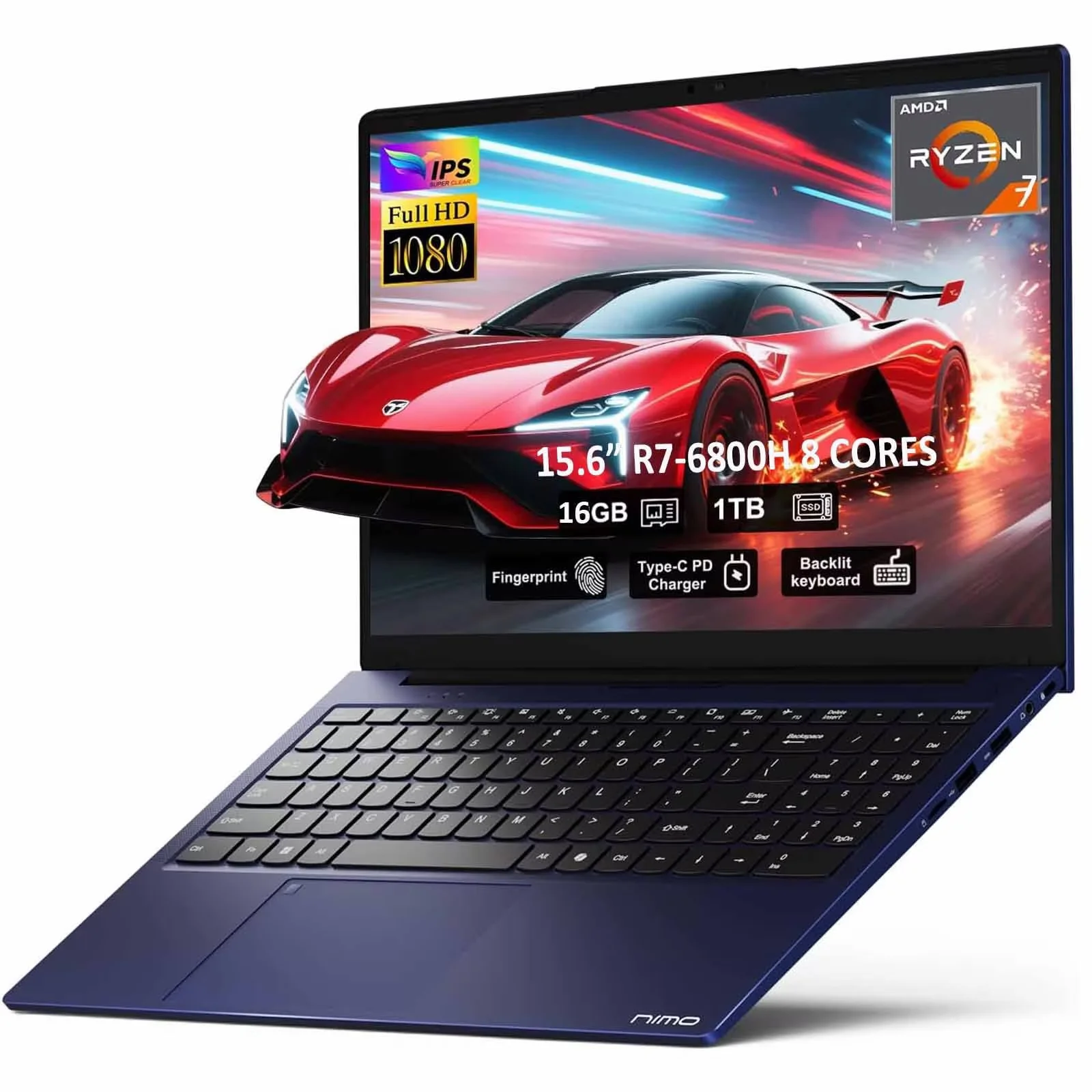 15.6" IPS FHD-Gaming-Laptop, 8 Cores AMD Ryzen 7 6800H 16GB DDR5 RAM ...
