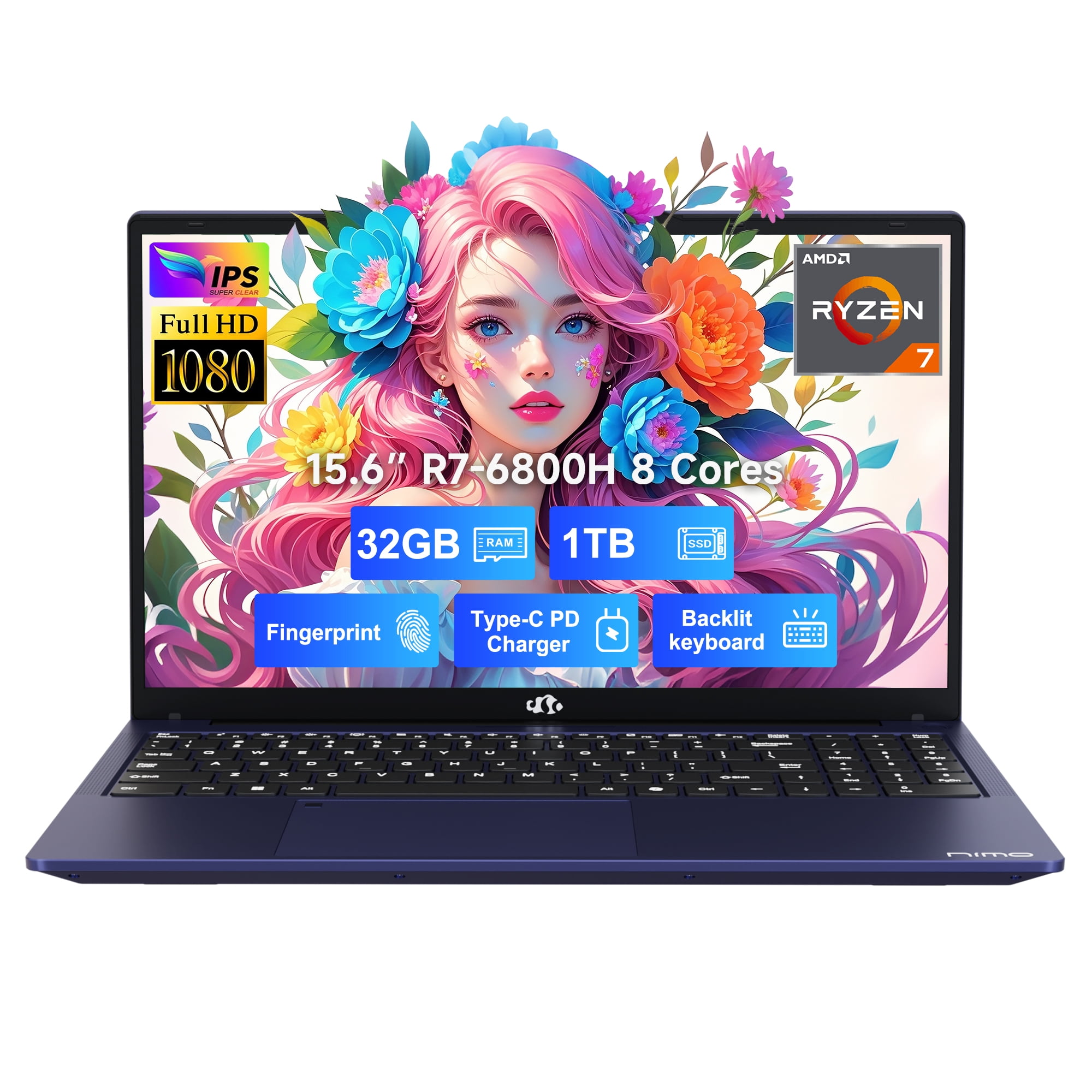 15.6" IPS FHD-Gaming-Laptop. 8 Cores AMD Ryzen 7 6800H 32GB DDR5 RAM 1TB SSD (Beat Intel i7 ...