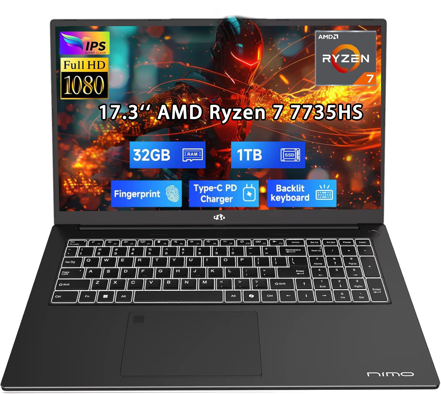 15.6" IPS FHD-Gaming-Laptop, AMD Ryzen 7 8745HS 16GB DDR5 RAM 1TB SSD ...