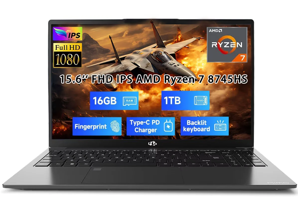 15.6" IPS FHD New Gaming Laptop, AMD Ryzen 7 8745HS 16GB DDR5 RAM 1TB ...