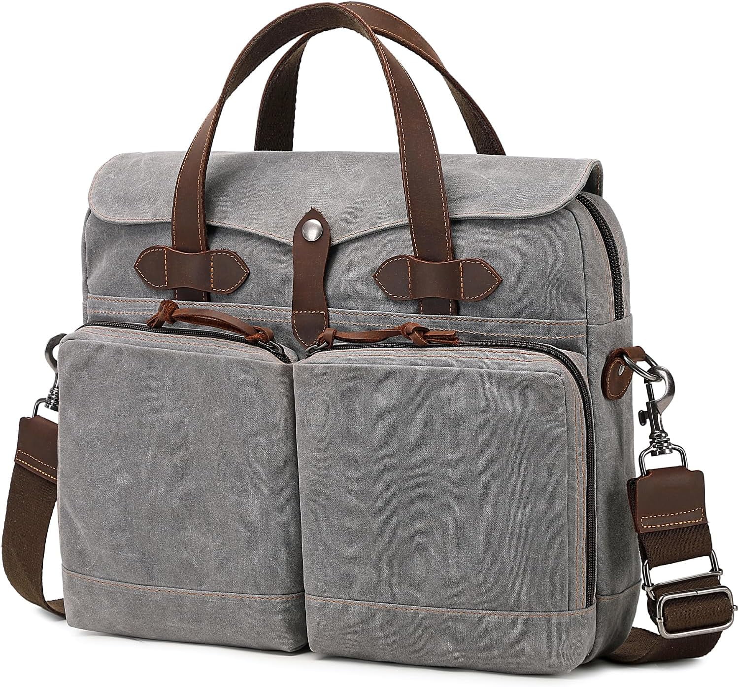 15.6 Inch Laptop Bag for Men Messenger Bag with Water-resistant Waxed ...