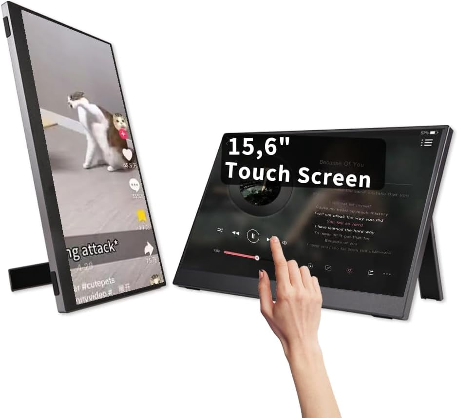 15.6 Inch Portable Touchscreen with Stand, Portable Travel 1080P IPS ...