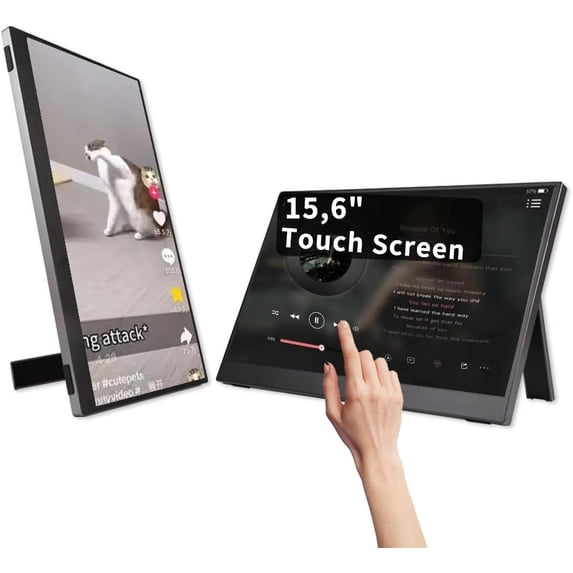 15.6 Inch Portable Touchscreen with Stand, Portable Travel 1080P IPS ...