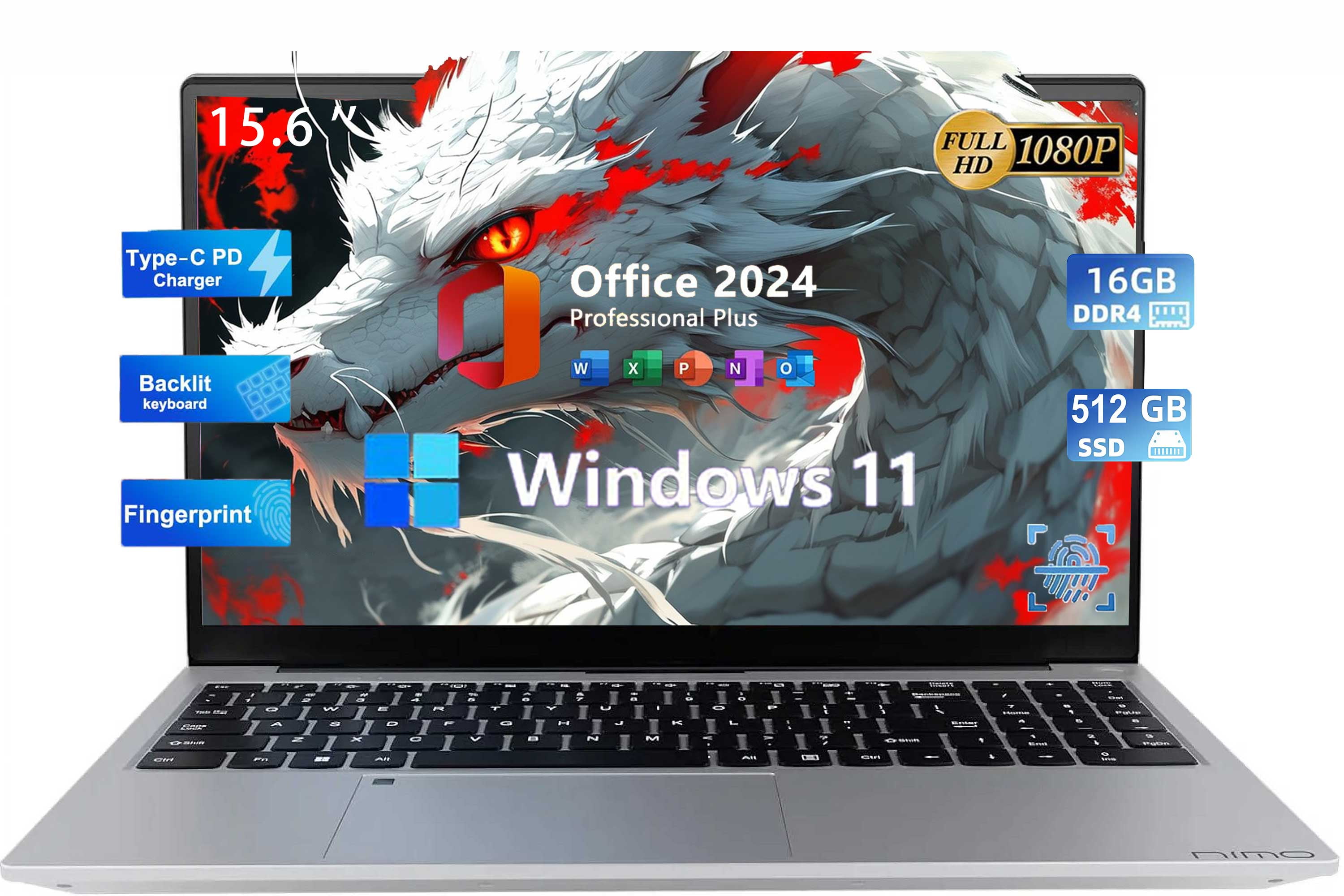 15.6" FHD Laptop Computer, Quad-Core Intel Celeron N100 Processors，Up ...