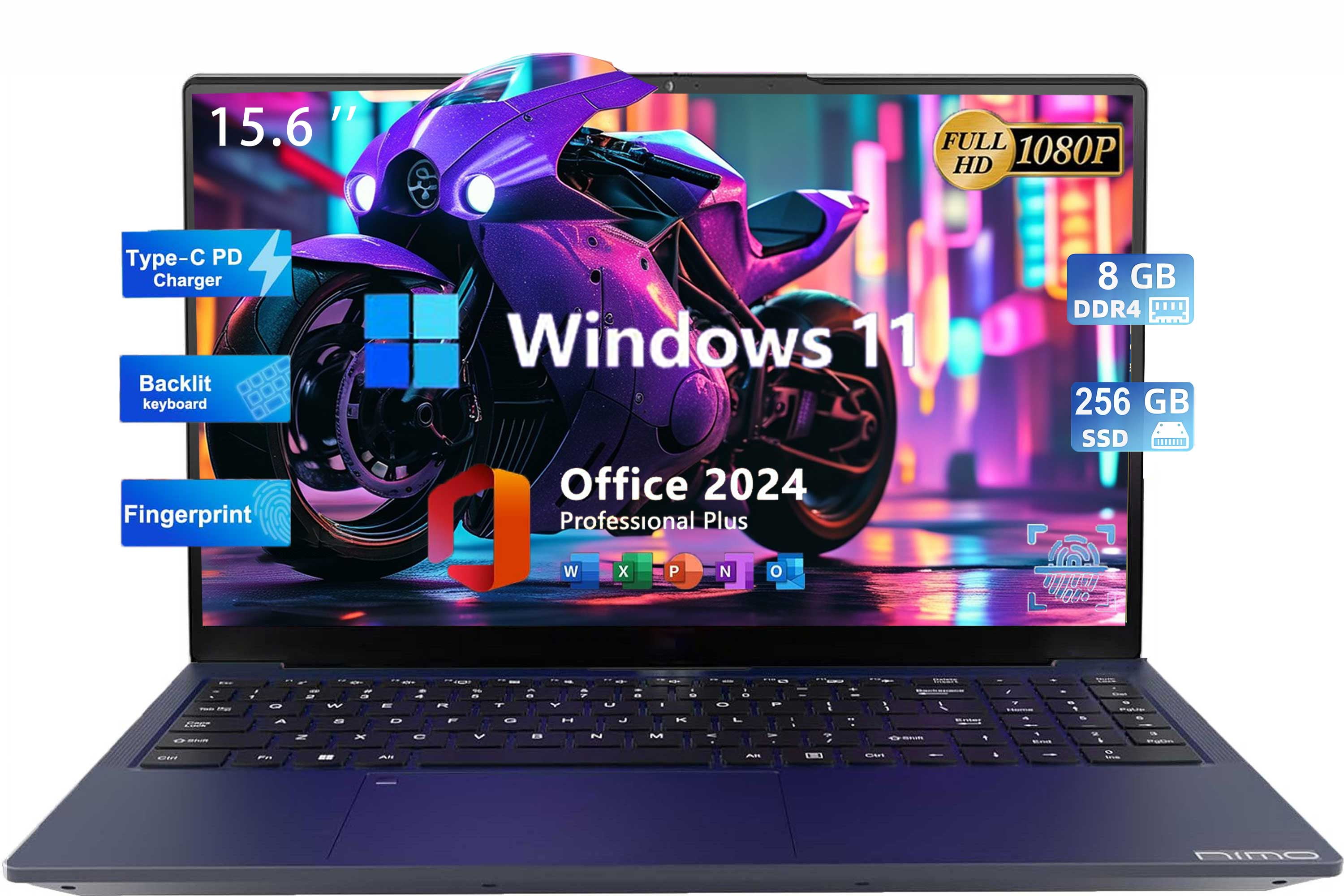 15.6" FHD Laptop Computer, Quad-Core Intel Celeron N100 Processors，Up ...