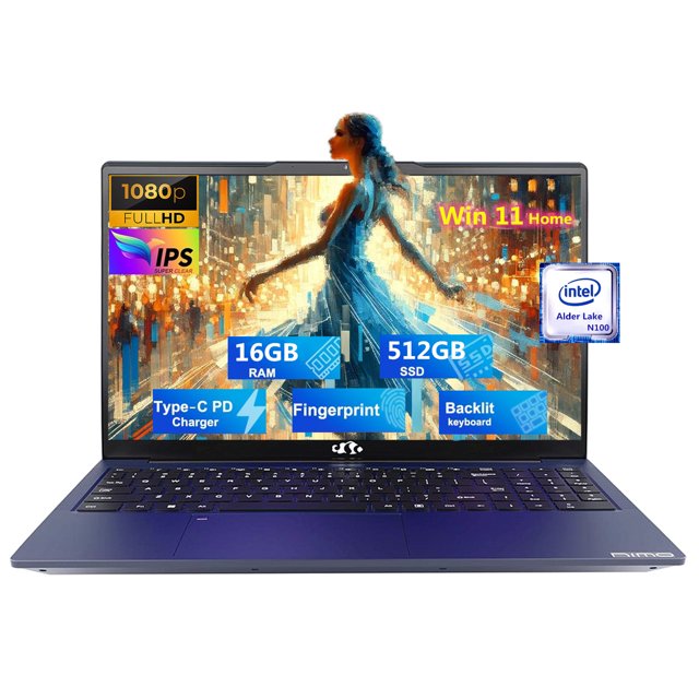 15.6'' FHD Laptop Computer, 16GB RAM 512GB SSD, Type-C 65W PD Fast ...