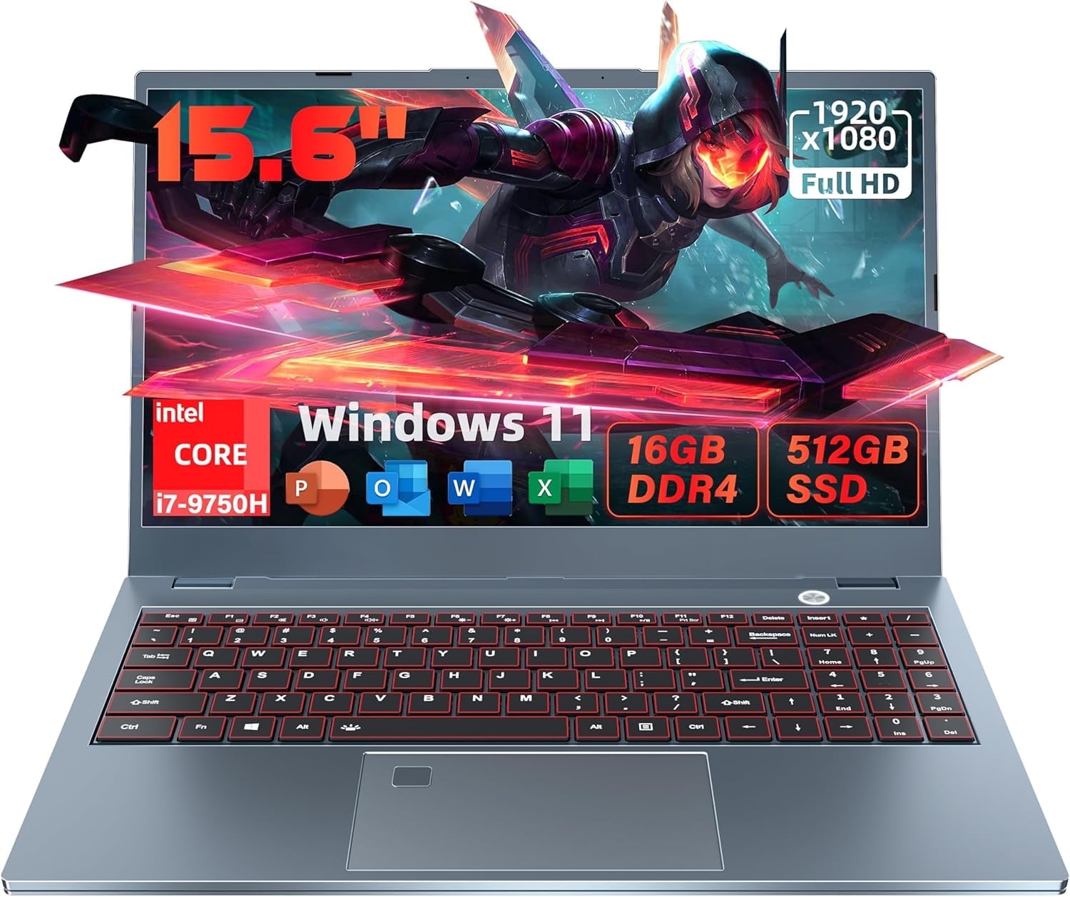 15.6''Laptop Intel Core i7-9750H (6C/12T) 16GB DDR4 RAM 512GB NVMe SSD ...