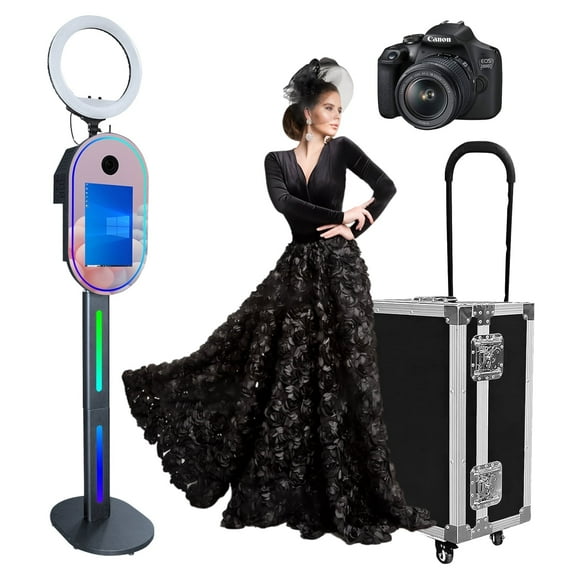PAAFNN 15.6inch Portable Mirror Photo Booth with Ring Light Selfie ...