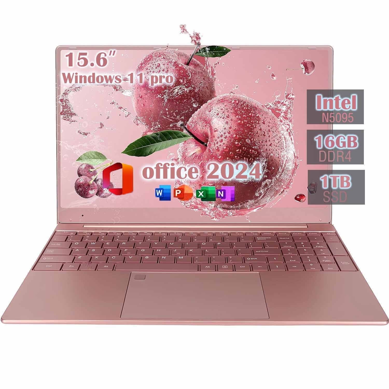 15.6" HD Student Laptop Computer Free Office 2024 Windows 11 Pro 16G DDR4 RAM 1TB SSD Large FHD ...