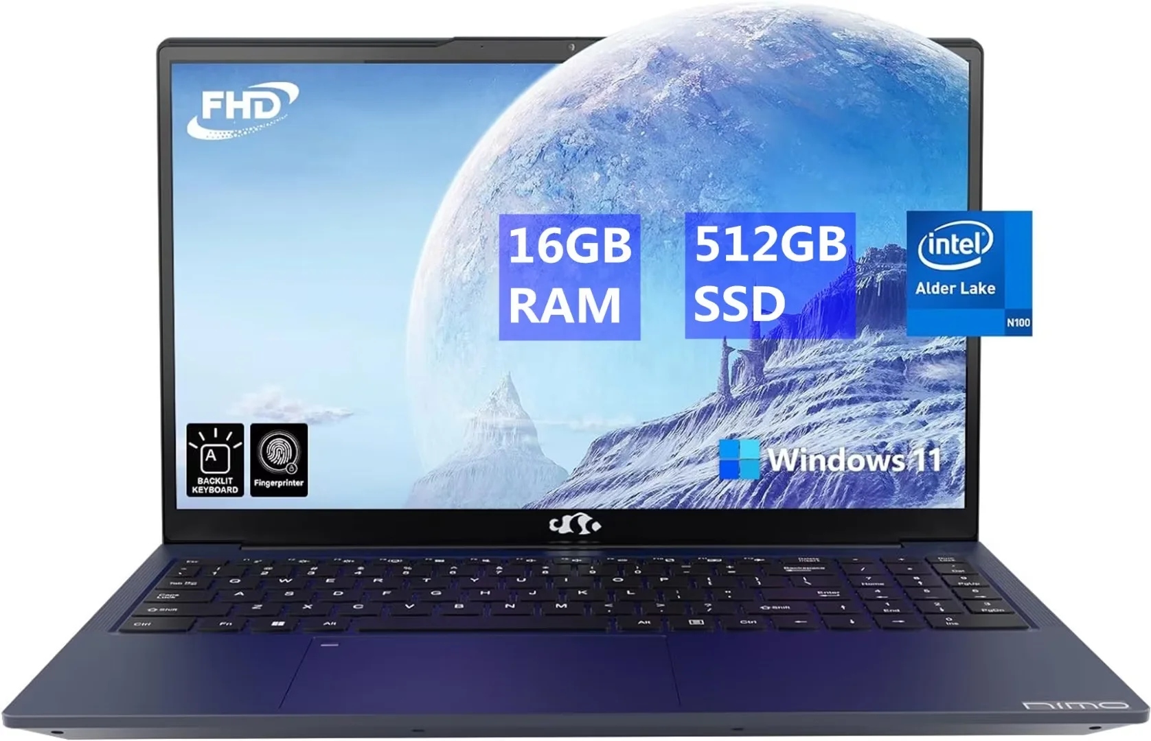 15.6'' Slim Laptop Computer Windows 11 with Intel N100 Processor, Blue ...