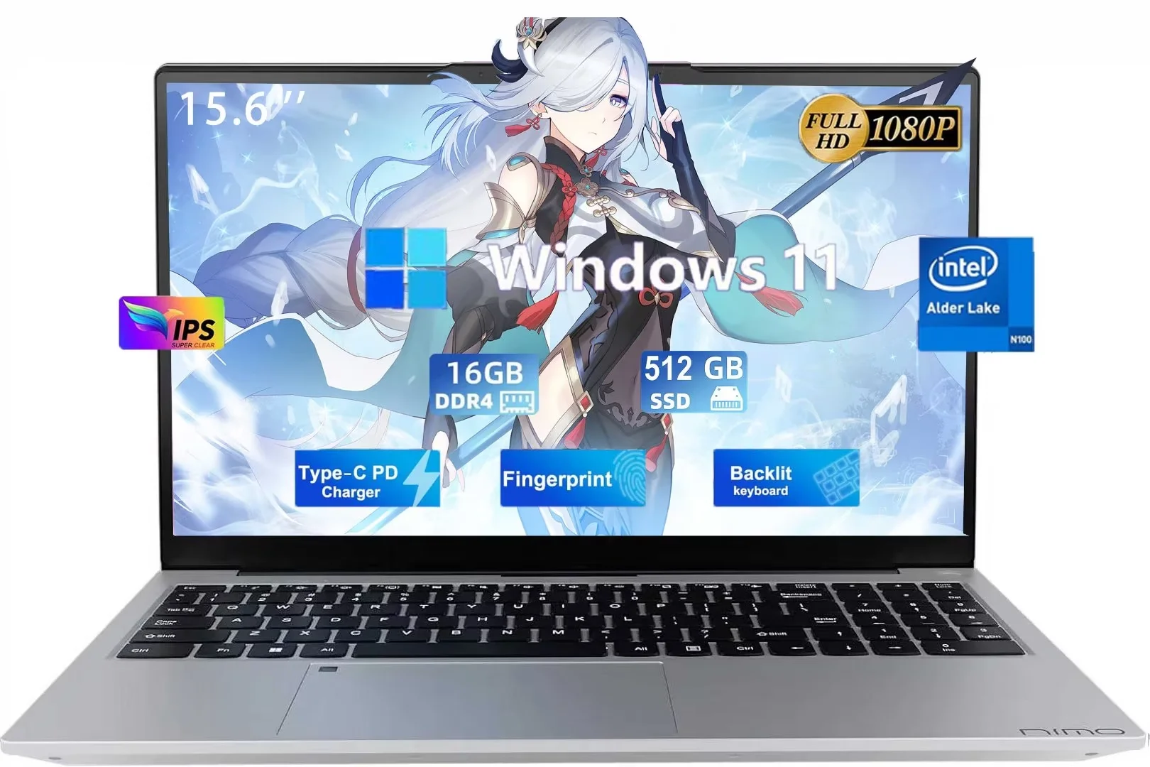 15.6" Ultral Light Laptop for Students, Quad-Core Intel Celeron N100 ...