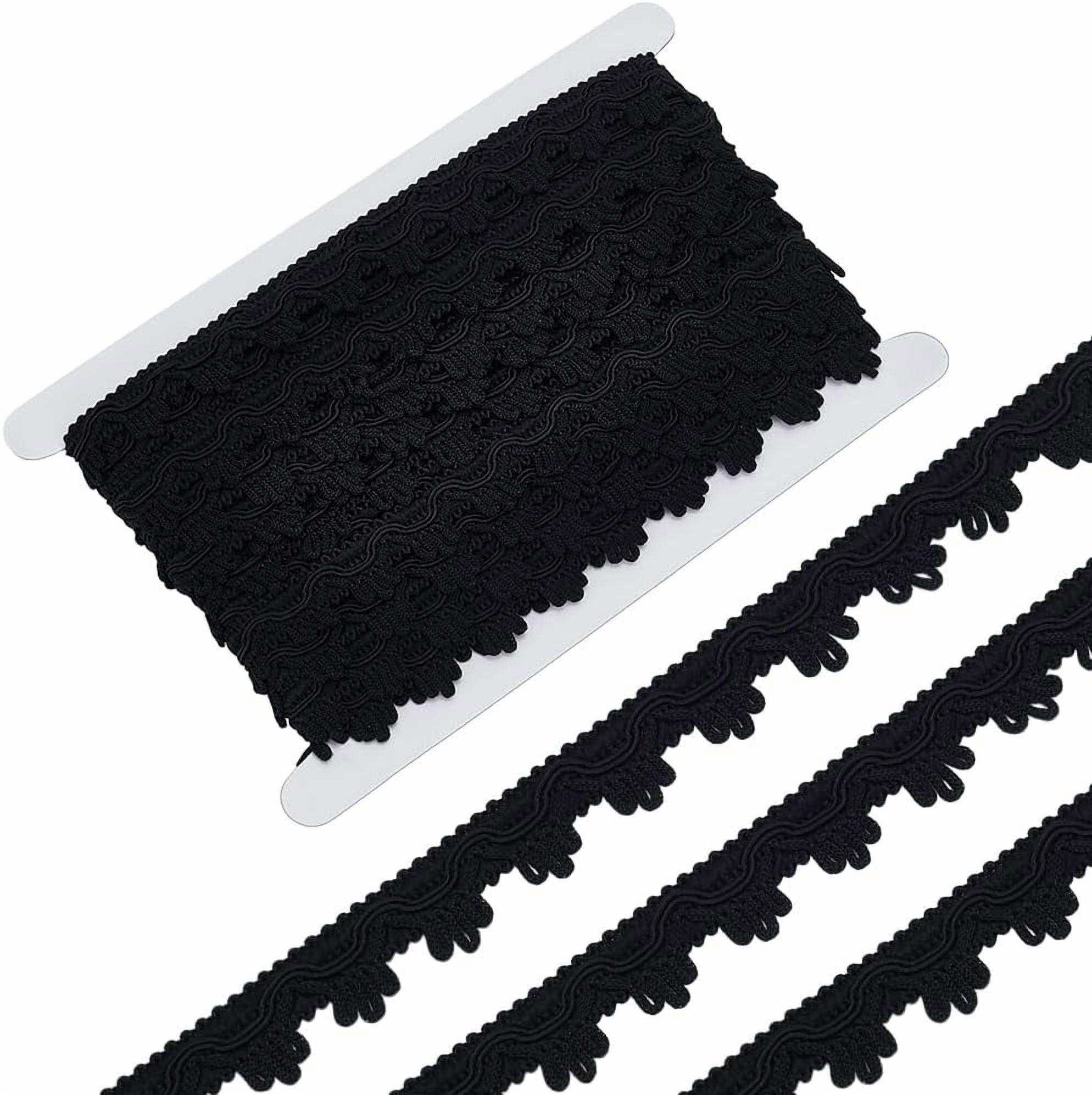 15.6 Yards Braid Lace Trim 7/8 inch Wide Braid Fringe Trims Black ...
