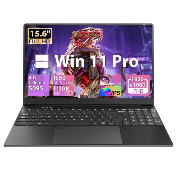15.6 inch Large FHD IPS Screen Laptop Computer, High Speed Celeron ...