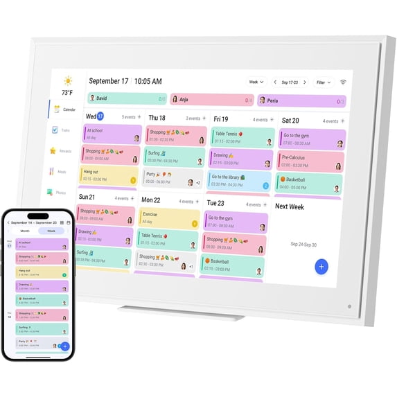 15.6-inch Wall Digital Calendar, WiFi Calendar & Chore Chart ...