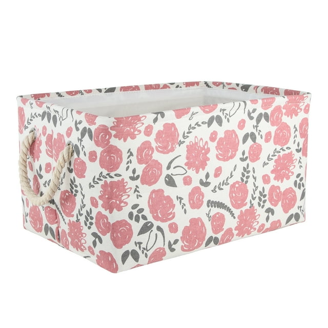 ZUEXT Rose Flower Storage Container, Waterproof Canvas Laundry Basket ...