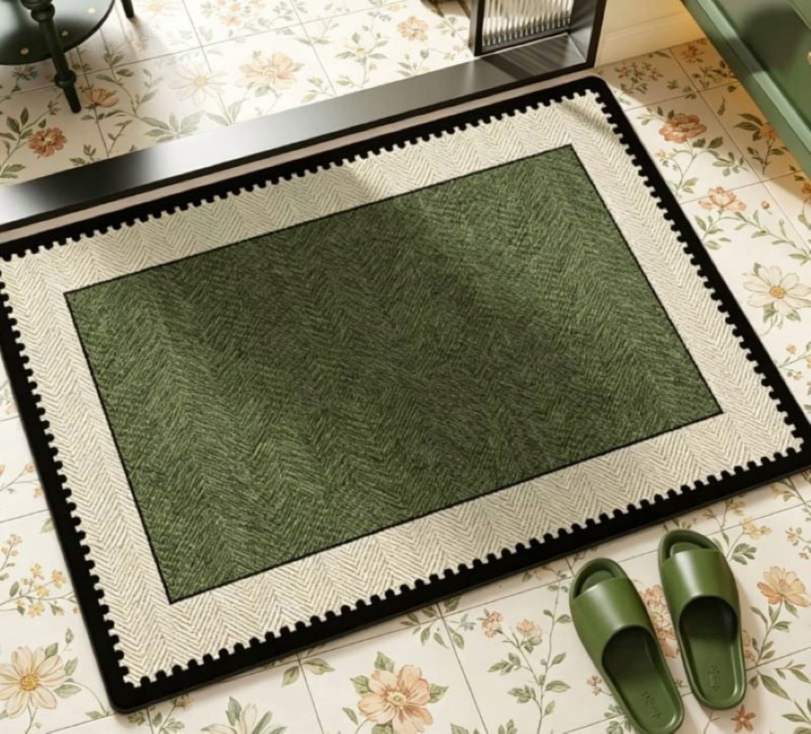 15.7×23.6 Inch Mid-Century Green Absorbent Bathroom Rug, Non-Slip ...