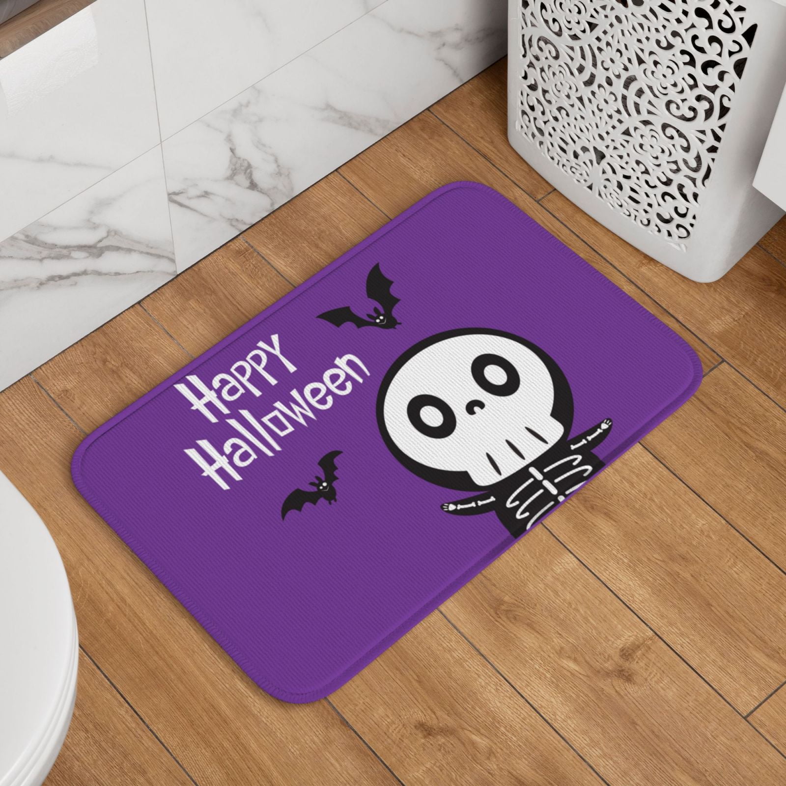 15.7* 23.6in Halloween Outdoor Indoor Door Mat Halloween Funny Skeleton ...