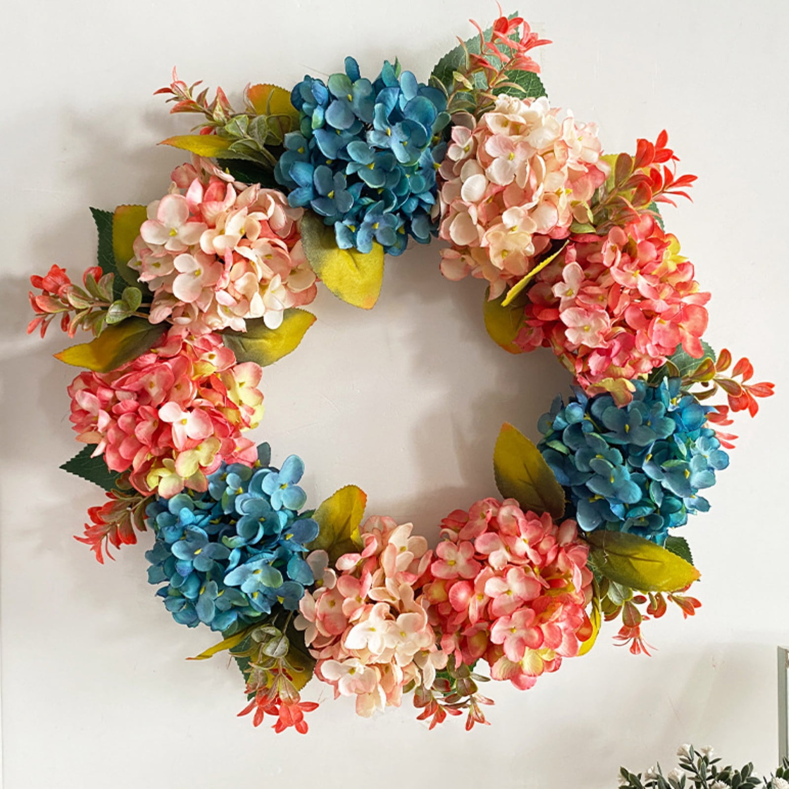 15.7" Artificial Flower Wreath,Rose and Hydrangea Wreath Colorful ...
